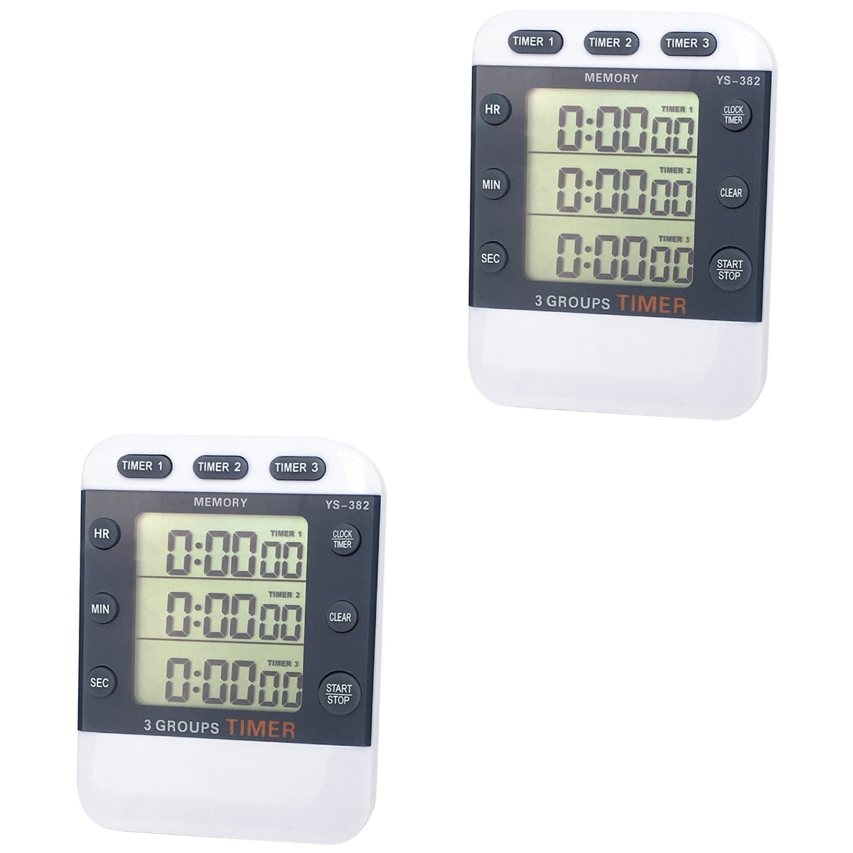 unbranded 2pcs 3 Line Display Stopwatch Digital Timer LCD Stopwatch Sports Electronic Timer ...