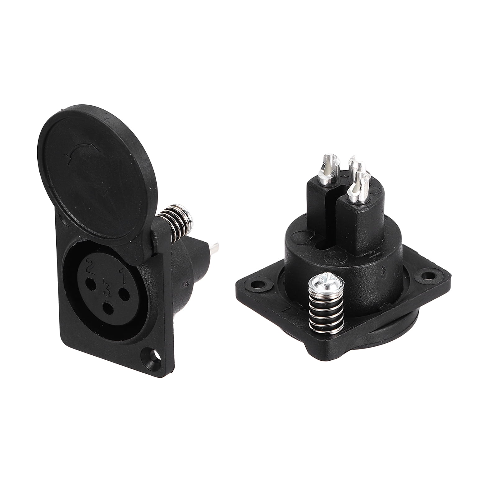 2pcs 3 Pin XLR Female Jack Socket, Microphone Adapter Audio Panel Mount ...