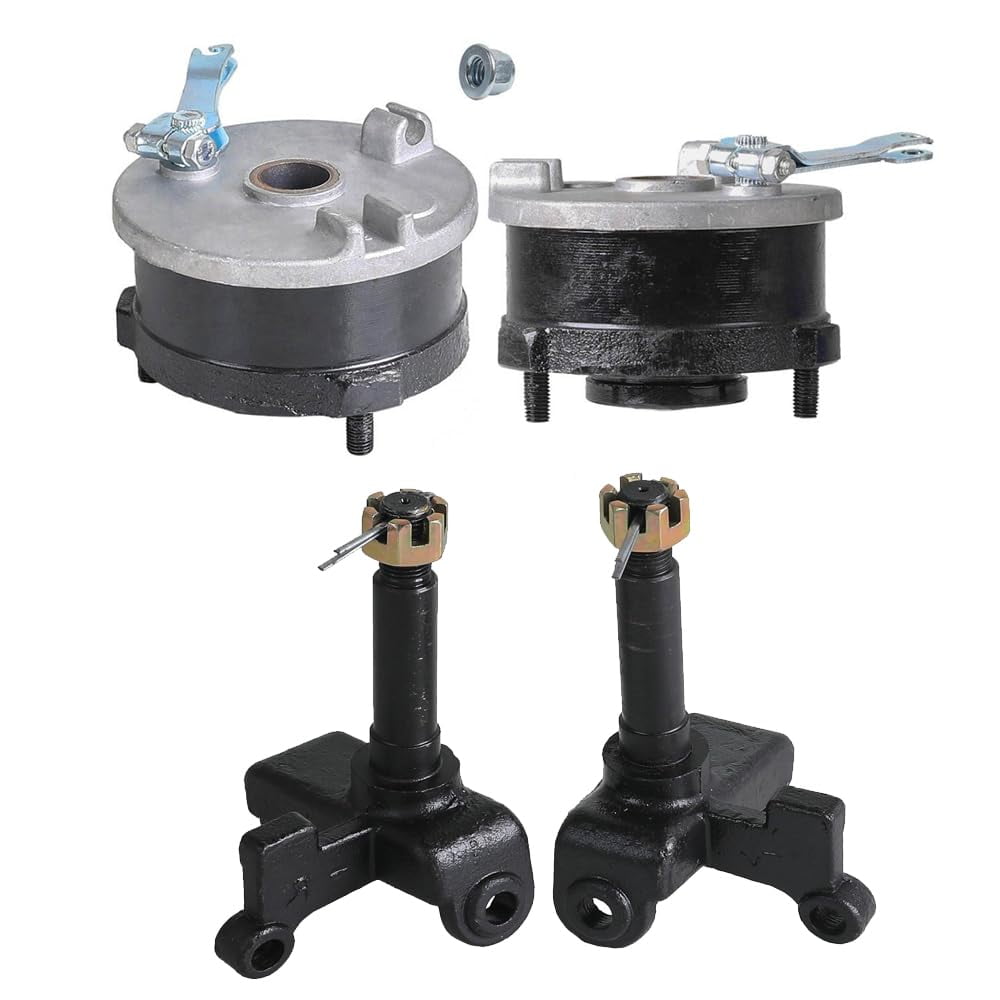 2pcs 3 Stud Front Drum Brake Wheel Rim Hub + Left Right Steering ...