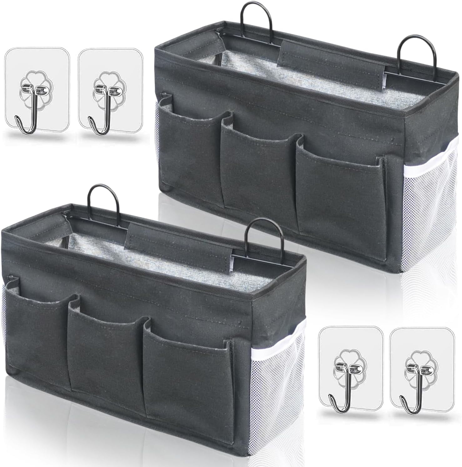 2pcs 3-pockets Large Wall Hanging Organizer Bag, Linen Fabric Door ...