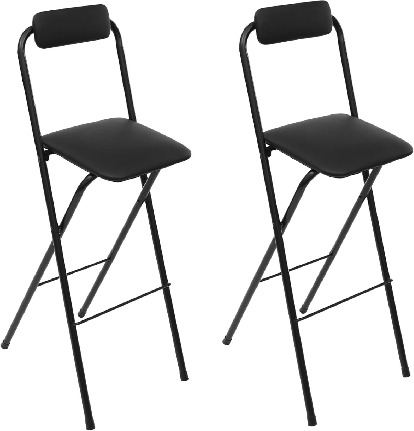 2pcs 30 inch Folding Bar Stool with Backrest - PU Cushioned Counter ...