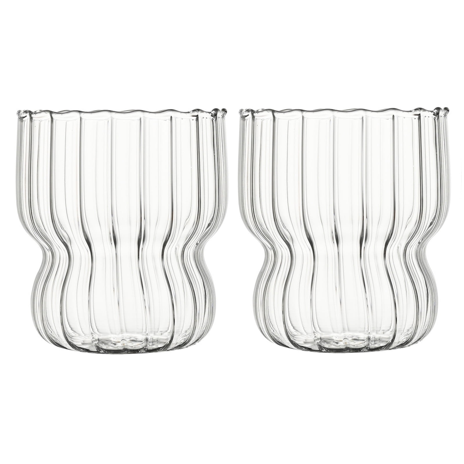 2pcs 300ml Glasses Vertical Stripe Ice Latte Coffee Cup Fat Layered ...