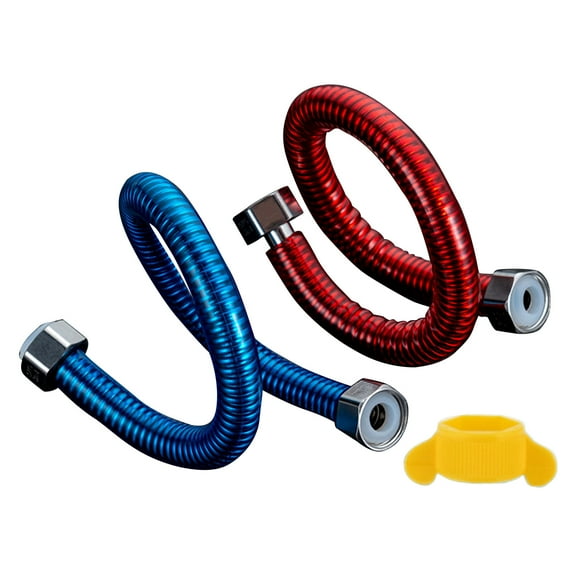 2pcs 304 Stainless Steel Corrugated Pipe Water Heater Hot and Cold ...