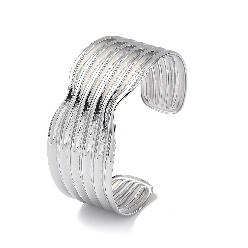 2pcs 304 Stainless Steel Cuff Bangles for Women Stainless Steel color ...