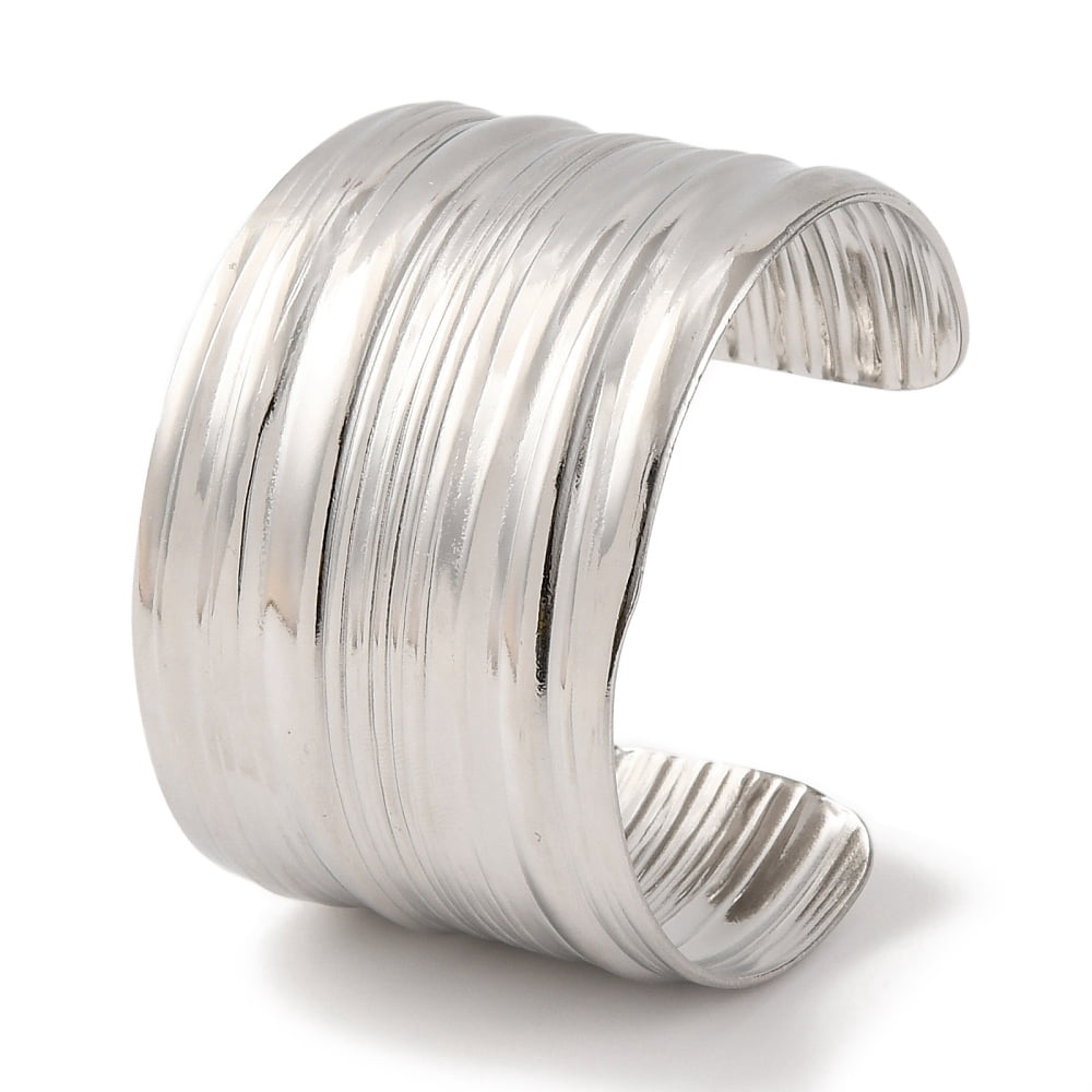 2pcs 304 Stainless Steel Cuff Bangles for Women Texture Stainless Steel ...