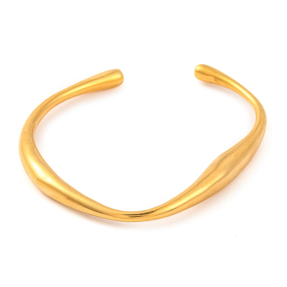 2pcs 304 Stainless Steel Open Cuff Bangles for Women Real 18K Gold ...