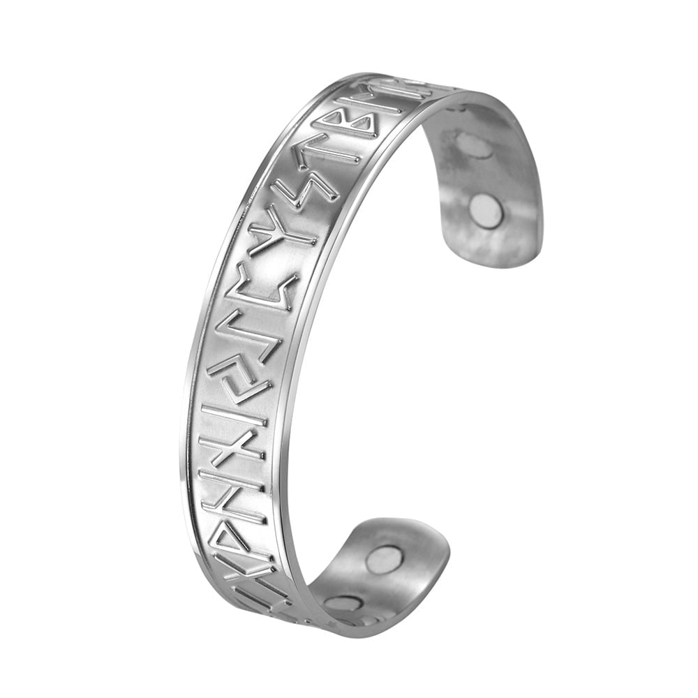 2pcs 304 Stainless Steel Word Cuff Bangle with Magnetic Iron Beaded ...