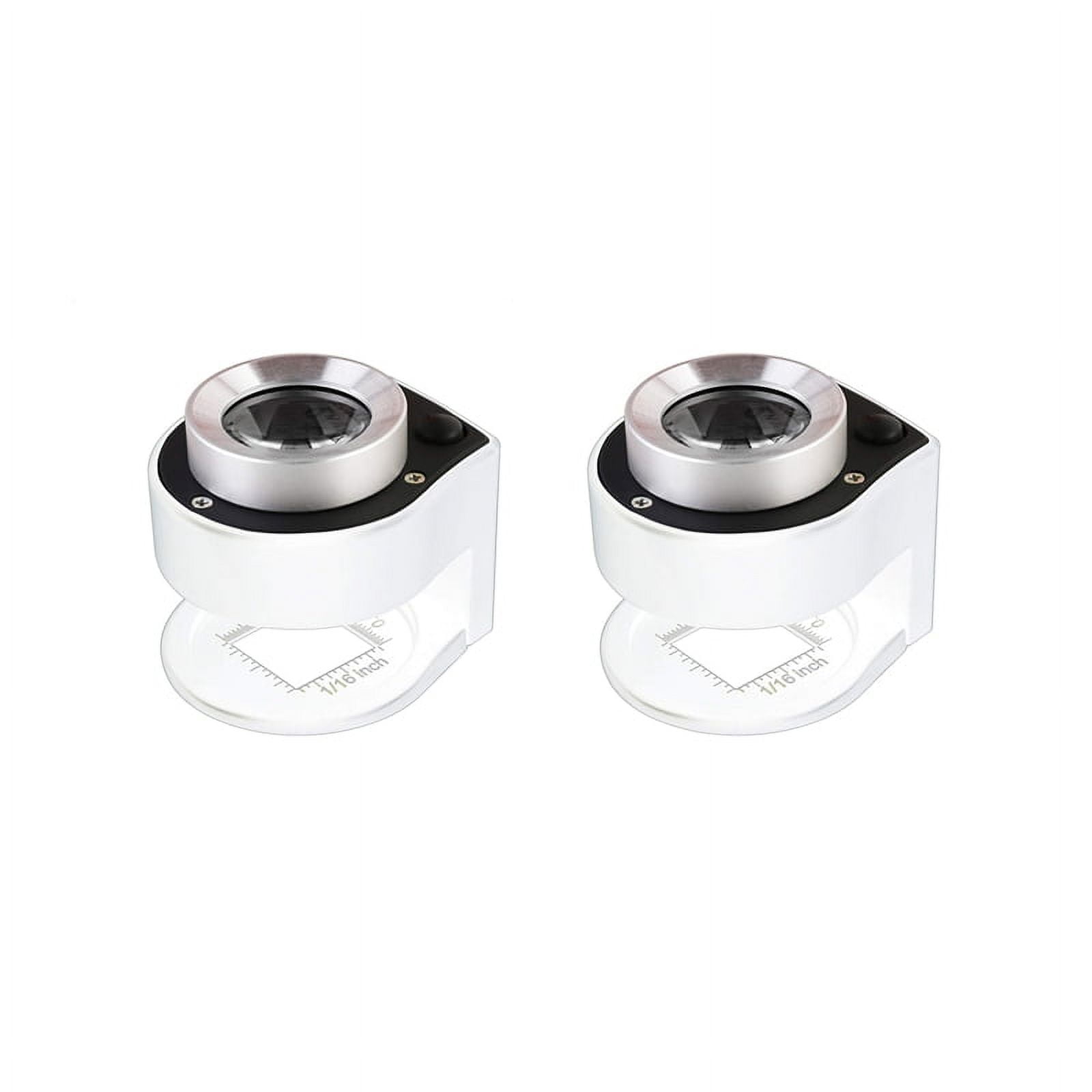 2pcs 30X Loupe Magnifier with 6 LED and UV Light,Desktop Portable Metal ...