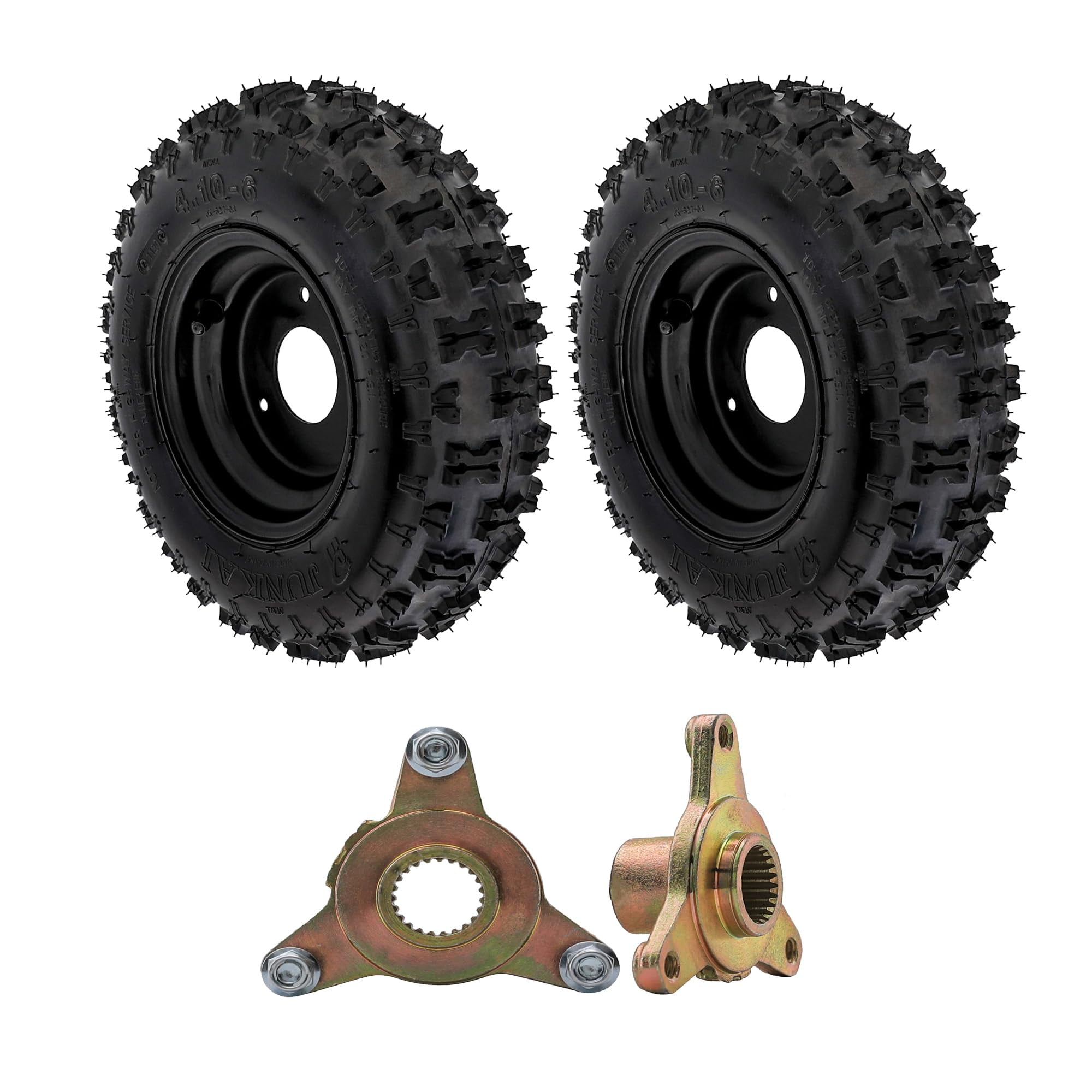 2pcs 4.10-6 Tires and Wheels Rims 3 Lug 6" Go Kart Wheel & 23T Rear ...