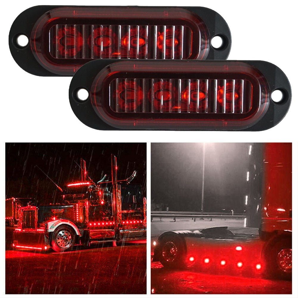 2pcs 4 LED Side Marker Lights Clearance Trailer Truck RV LED Light Lamp ...