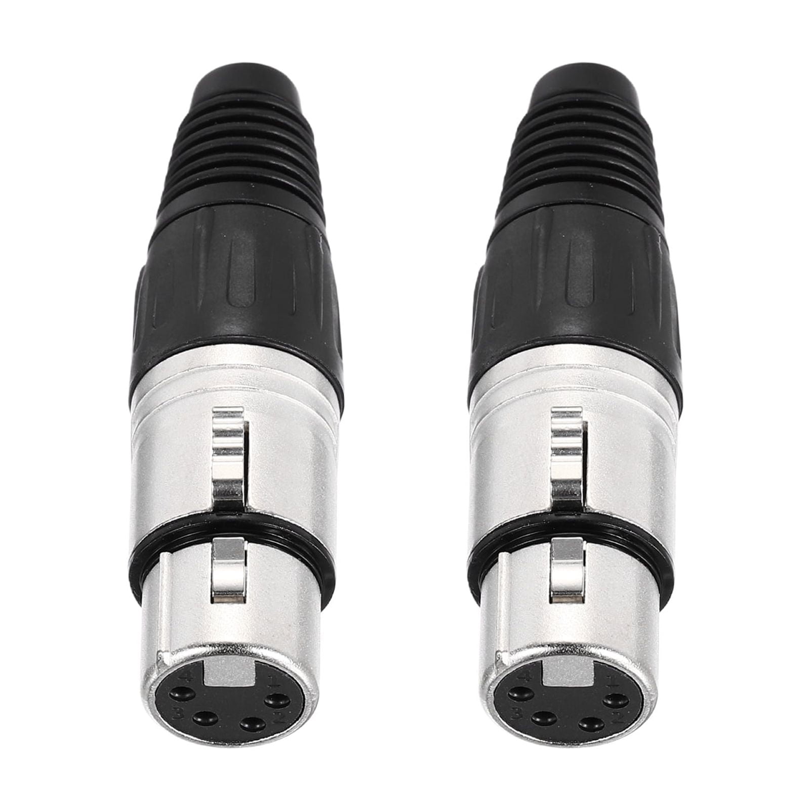 2pcs 4 Pin XLR Female Connector, Microphone Audio Cable Plug Mic Socket ...