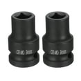 2pcs 4 Point Square Socket 1/2" Drive 9mm Metric CR-MO Impact Wheel ...