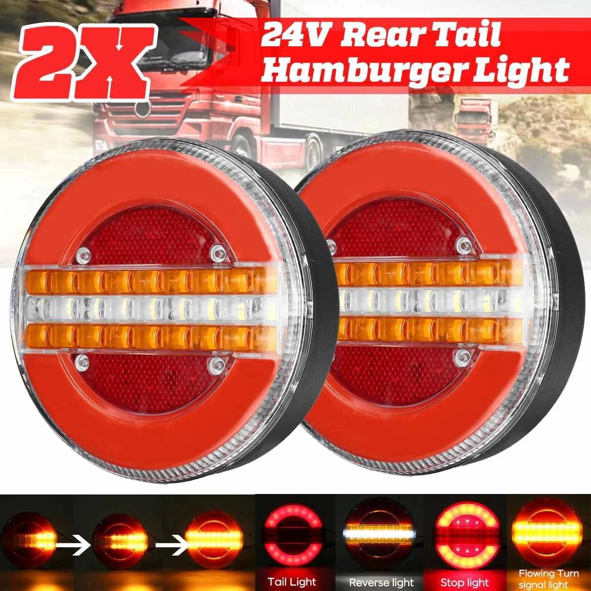 2pcs-4 inch truck brake light LED round trailer tail light 12-24V ...