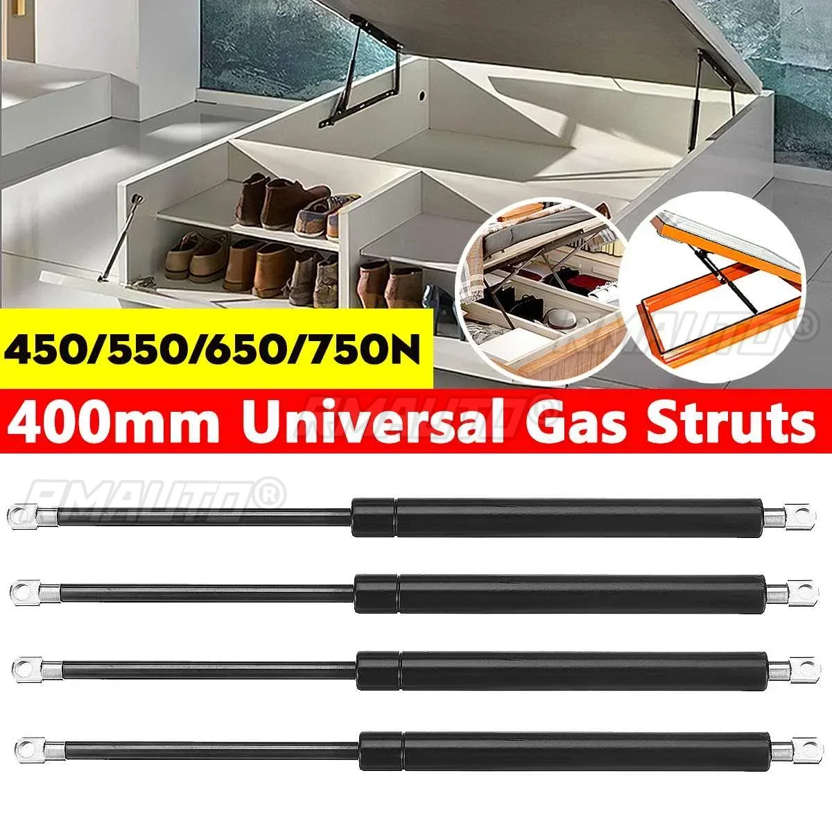 2pcs 400mm 450-750N Car Gas Strut Bars Gas Spring Hood Support Rod ...