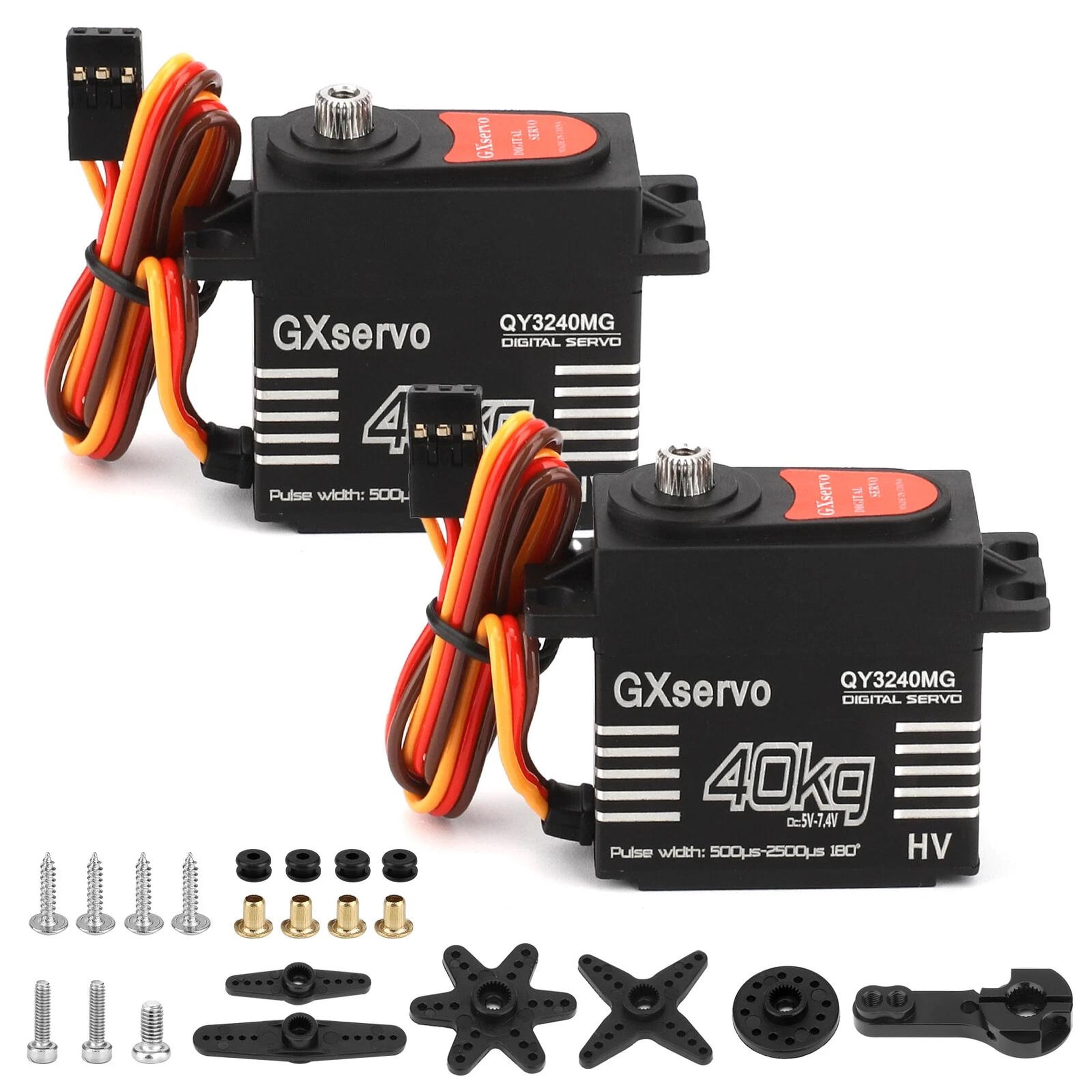 2pcs 40KG Metal Gear Digital Servo 25T Arm High Torque Speed for 1/8 1/ ...