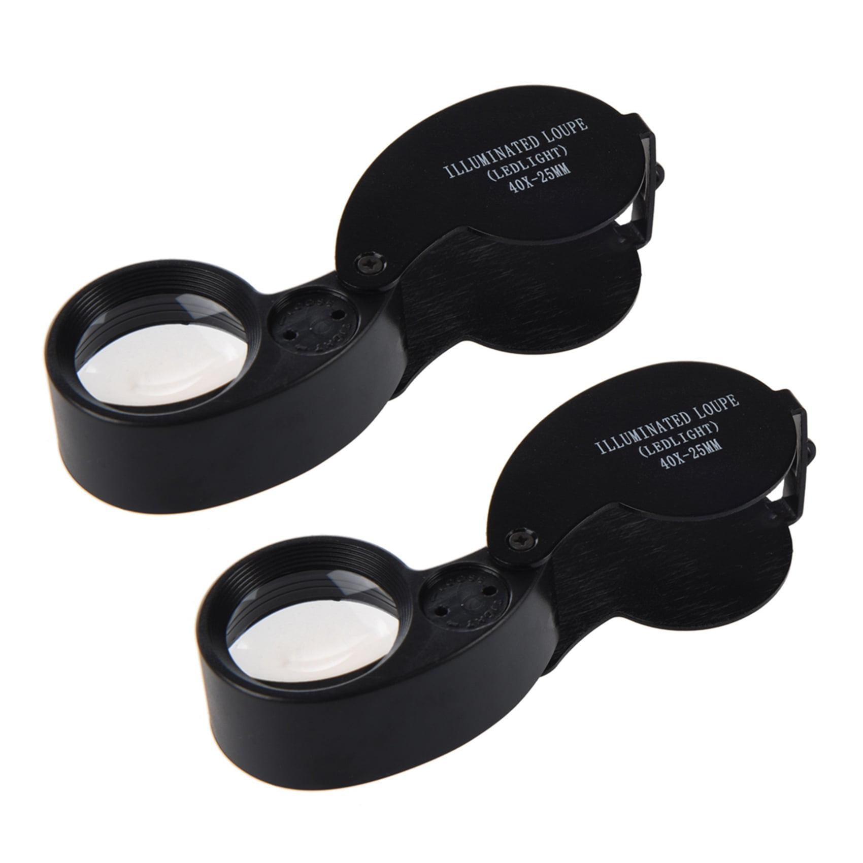 2pcs 40X 25mm Eyes Optical Glass Loupe Magnifier Magnifying LED Light ...