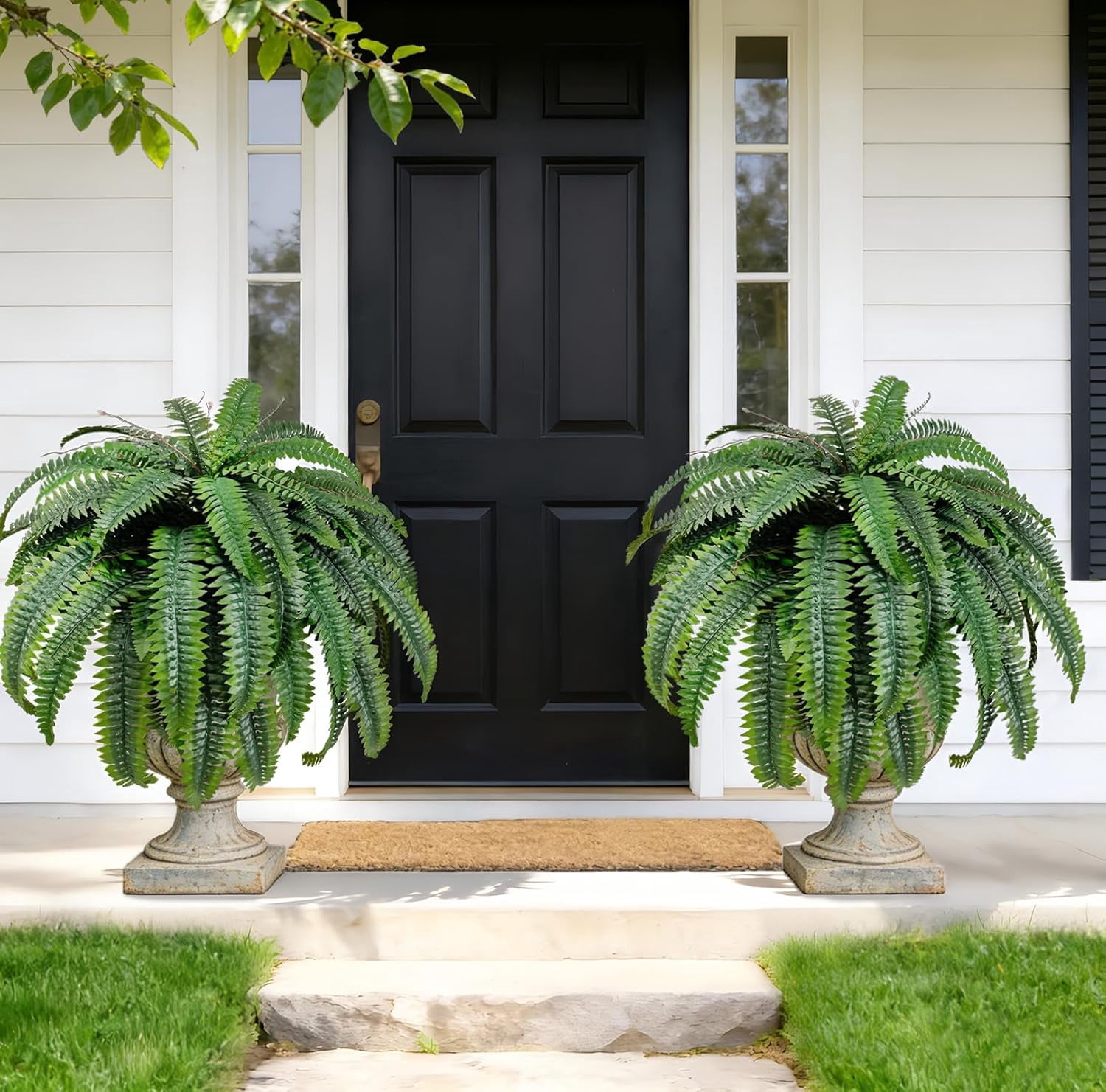 2pcs 45in Artificial Boston Fake Ferns Large, UV Resistant Artificial ...