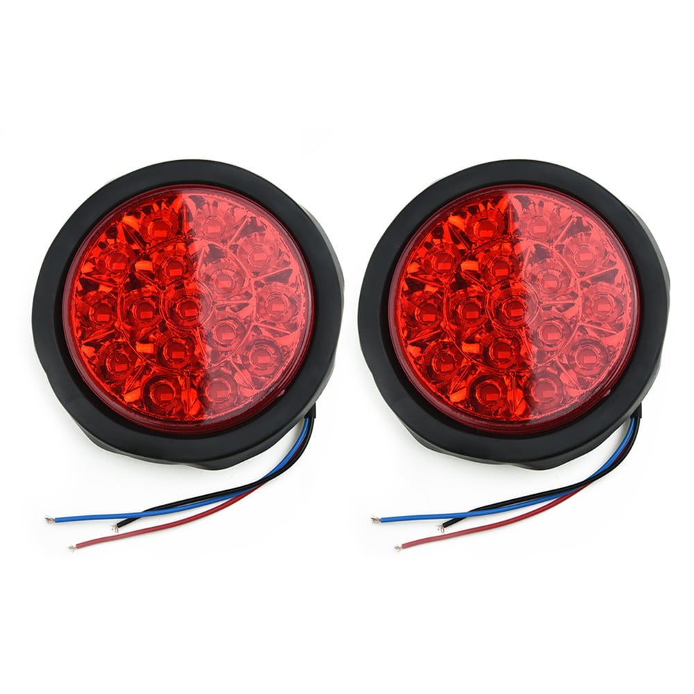 2pcs 4Inch 16LED Stop Turn Tail Brake Light Red Round Sealed Truck ...