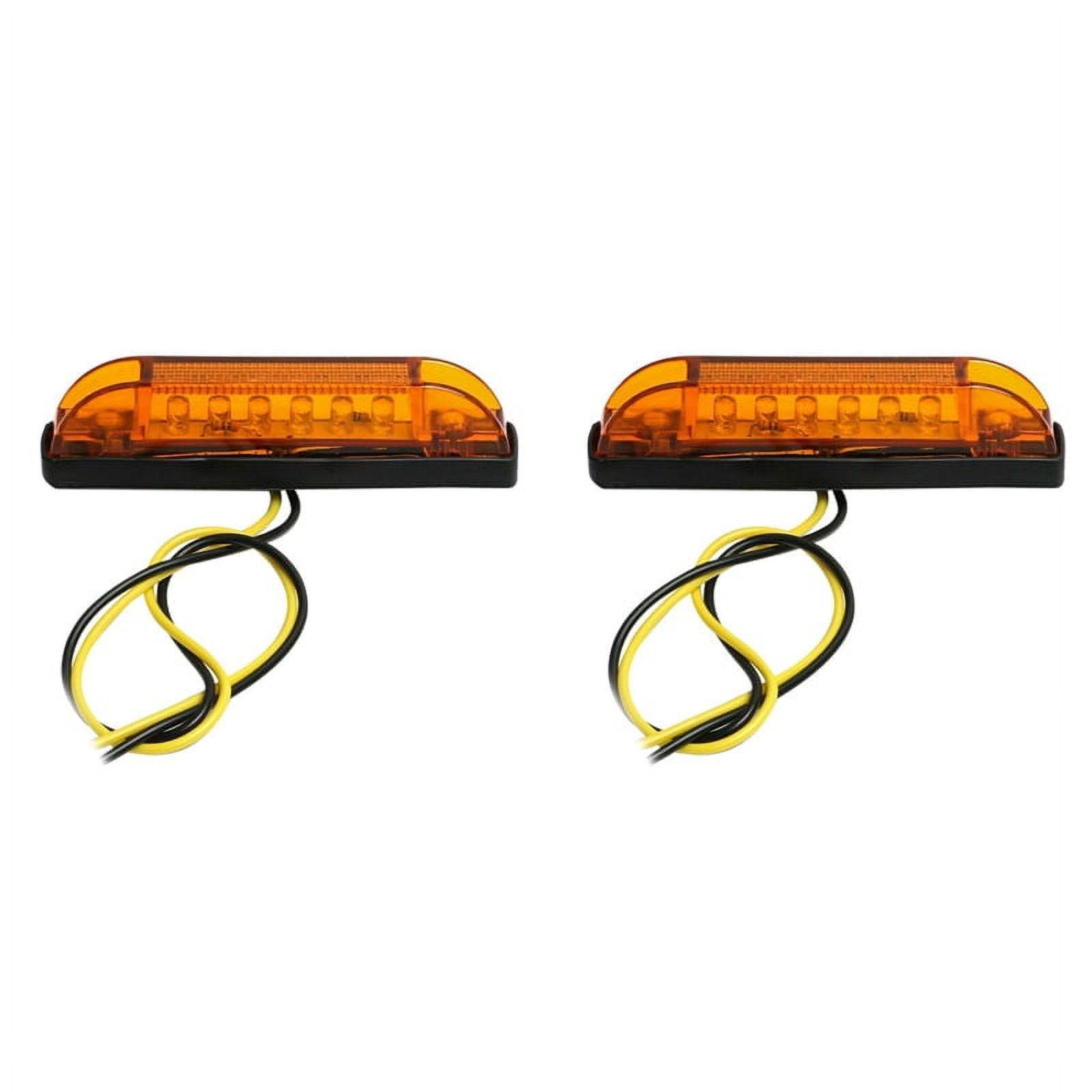 2pcs 4Inch Amber LED Light 12V Sealed Utility Strip Bar Lights 6LED RV ...