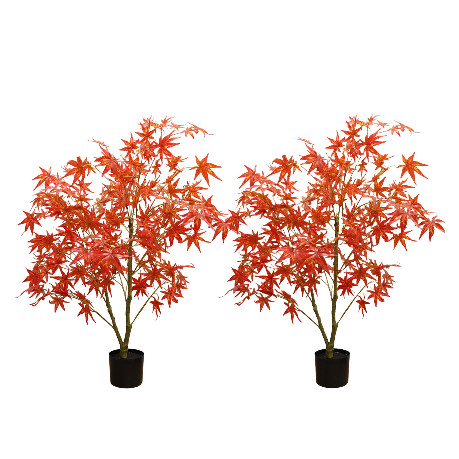 2pcs 4ft/5ft/6ft Artificial Maple Trees, Autumn Realistic Maple Tree In ...