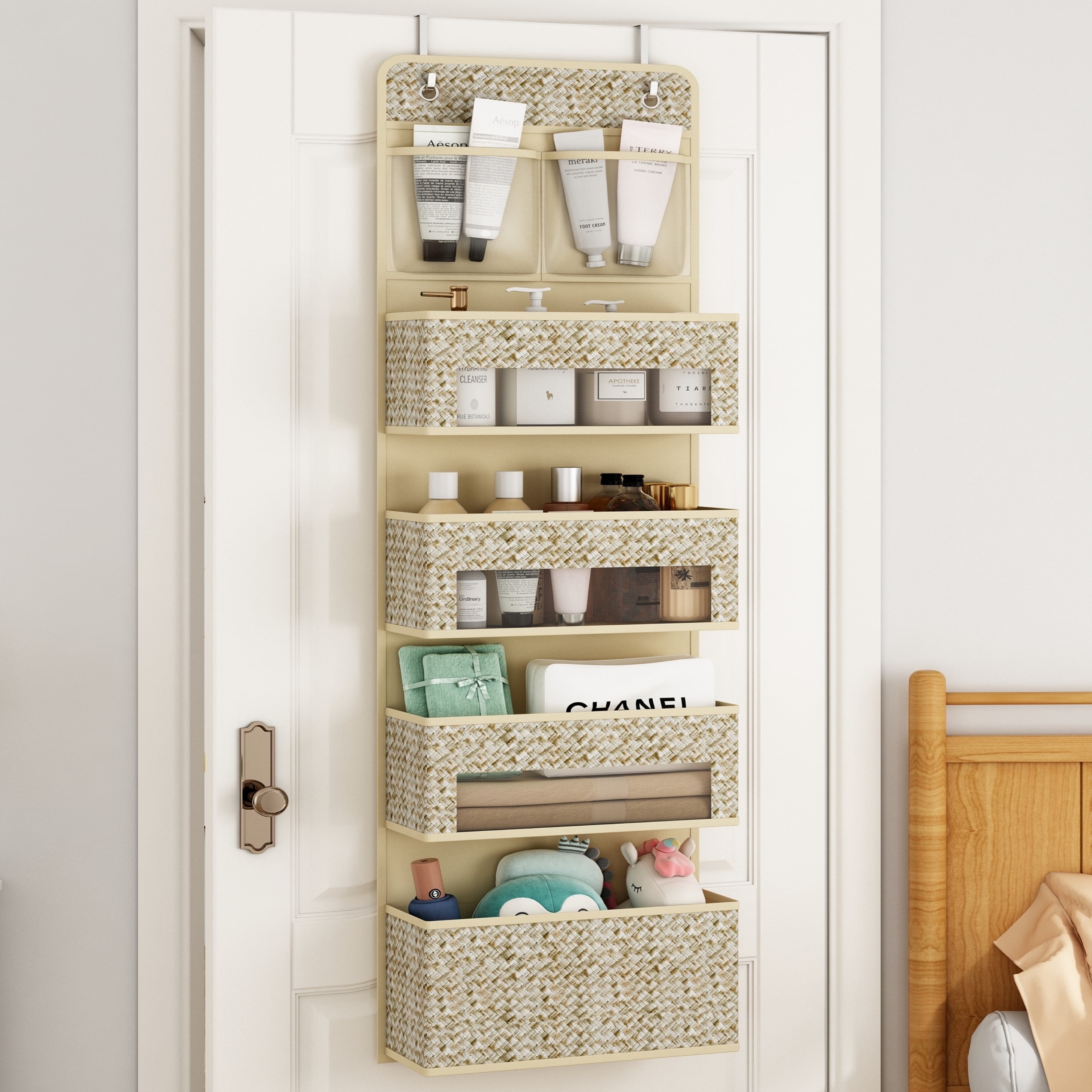 2pcs 5-Shelf Hanging Storage Boxes - 4 Large Compartments + Transparent ...