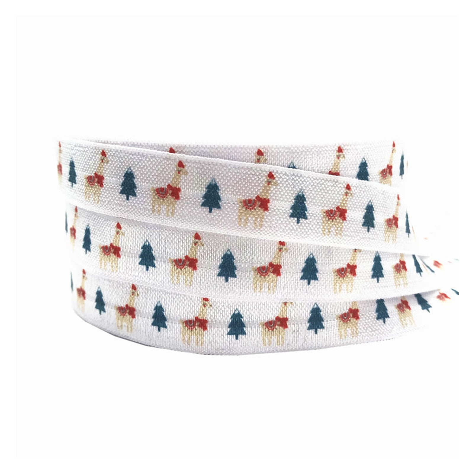 2pcs 5 Yards 16mm Cute Llama Animal Print Foe Stretchy Ribbon Strap DIY ...