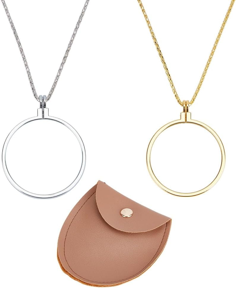 2pcs 5X Magnifier Monocle Lens Necklace Pocket Magnifying Glass with ...