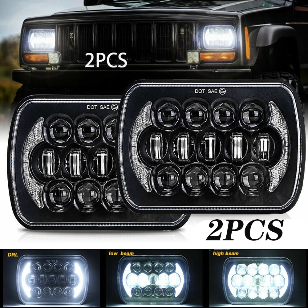 2pcs 5X7" 7x6" LED Headlights DRL High-Low Beam 120W For Jeep Cherokee ...