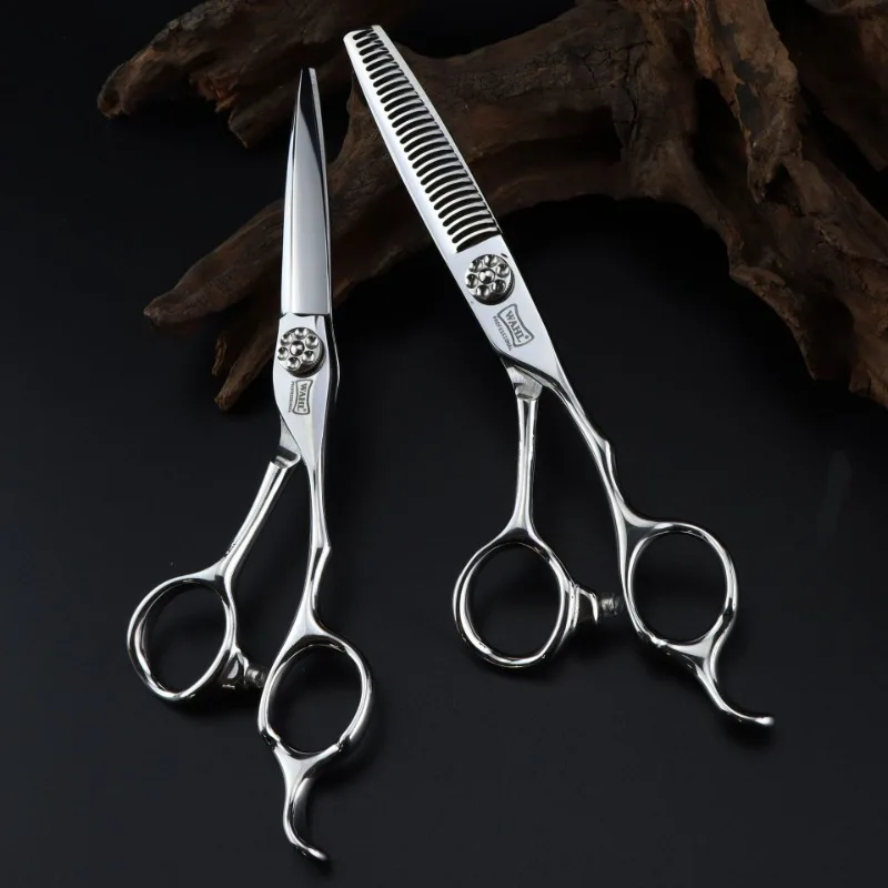 2pcs 6.0 inch flat shear Titan barber scissors hairdressing cutting ...