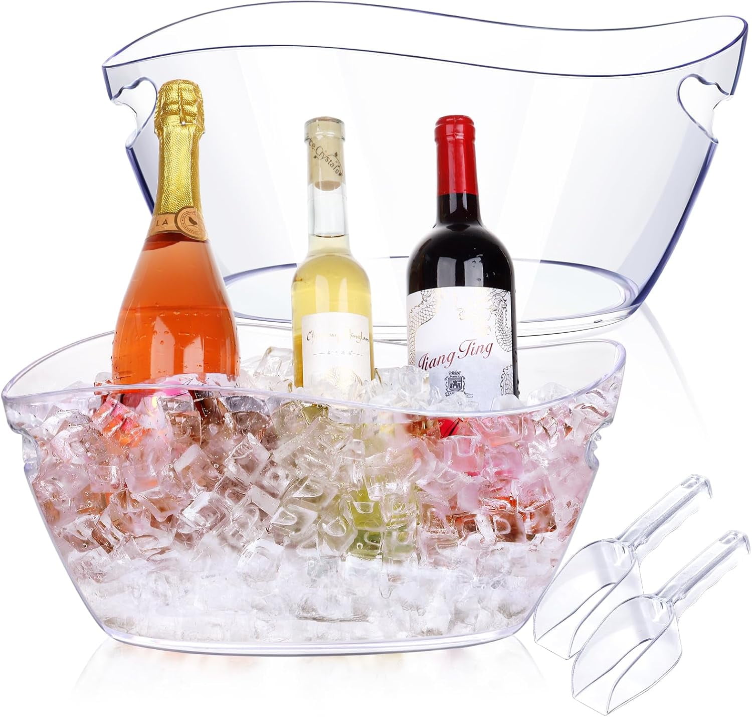 2pcs 6.5L Clear Acrylic Ice Buckets with Scoops for Christmas Mimosa ...
