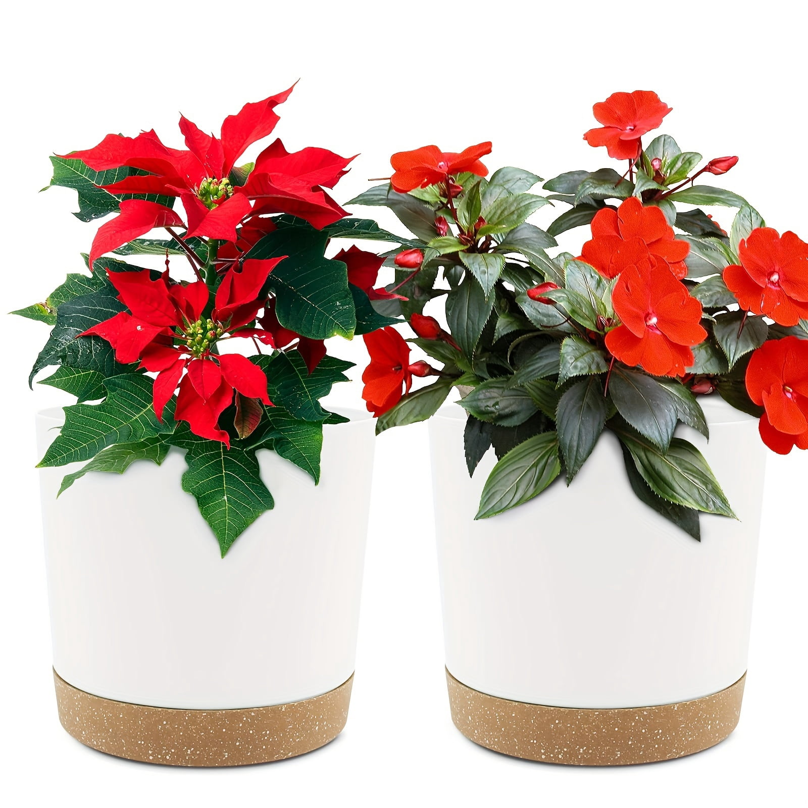 NOBRAND Round White Flower Pot with Removable Bottom 2 Count - Walmart.com