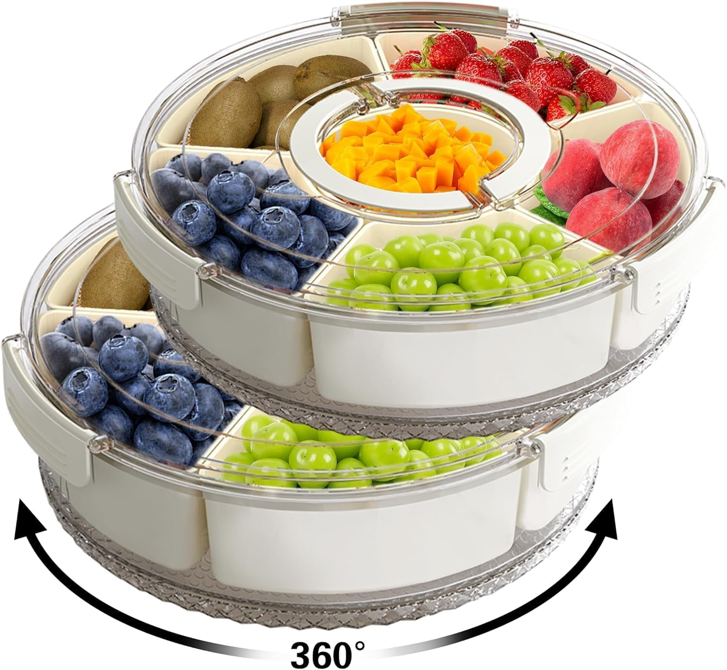 2pcs 6 Compartments Divided Serving Tray with Lid and Handle, Portable ...