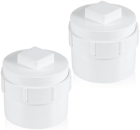 2pcs 6" PVC Sewer Cleanout Cap with Plug Cover Fitting, Threaded DWV ...