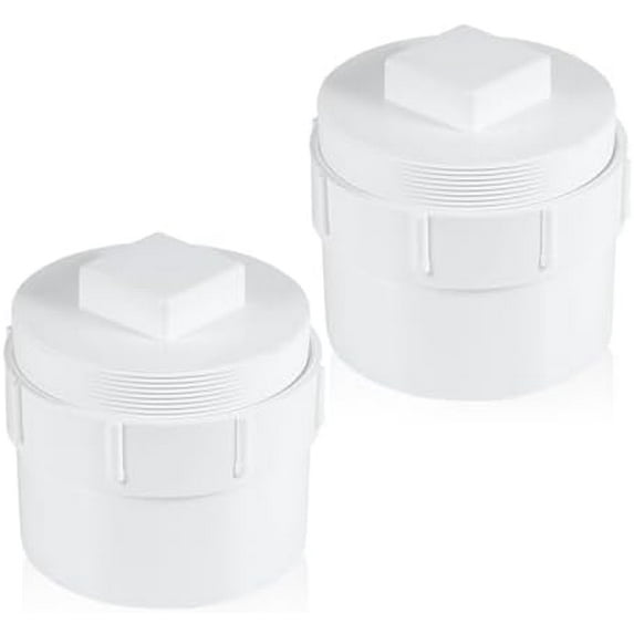 2pcs 6" PVC Sewer Cleanout Cap with Plug Cover Fitting, Threaded DWV ...