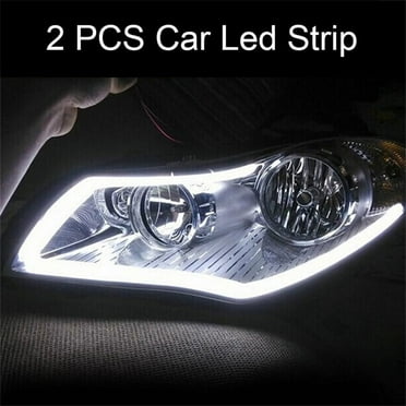 2Pcs LED DRL Car Daytime Running Light Flexible Waterproof Strip Auto ...