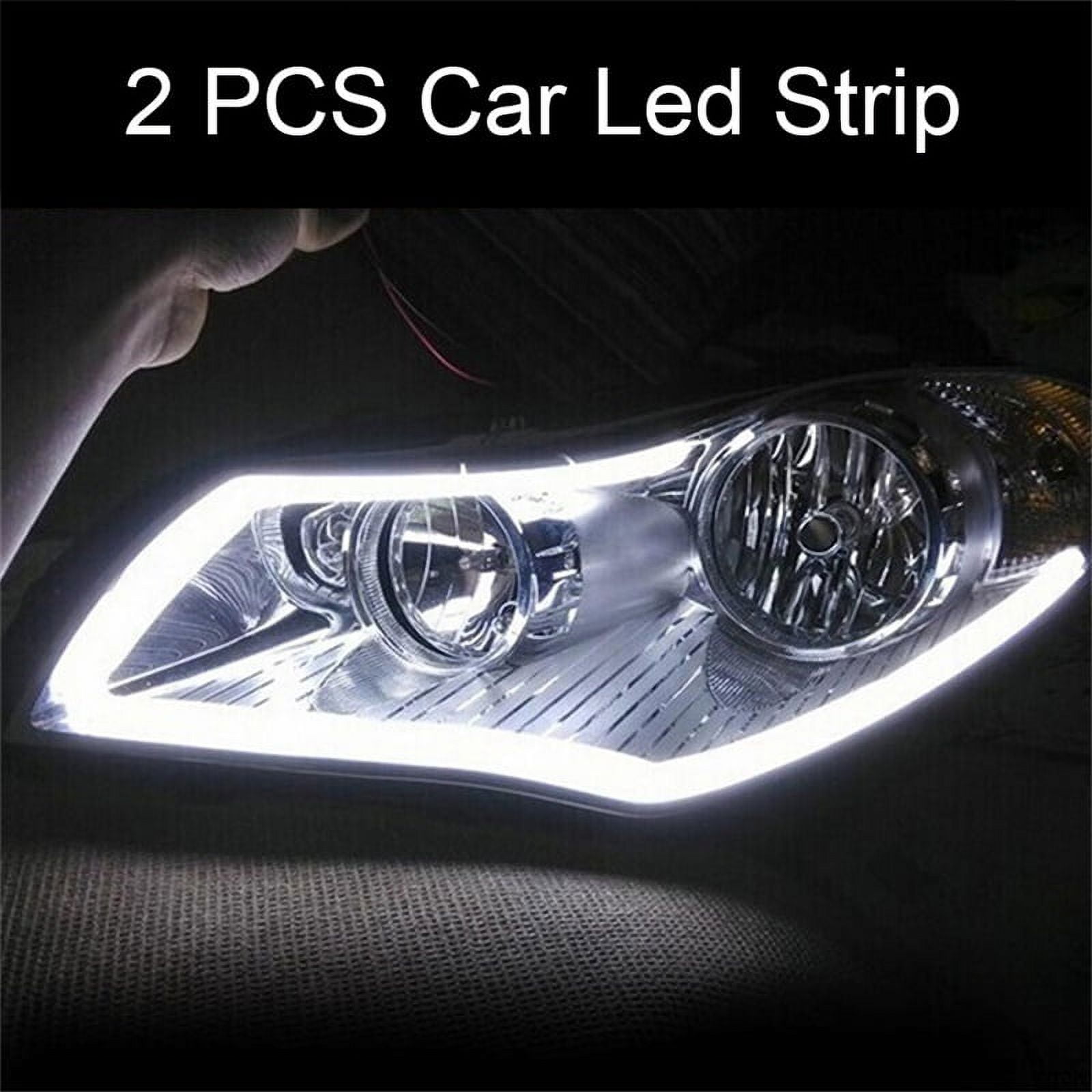 2pcs 60cm White Car Flexible Tube LED Strip Daytime Runnning DRL Light ...