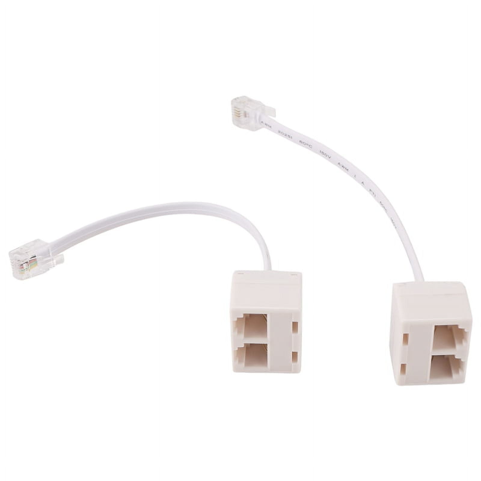 2pcs 6P4C RJ11 Dual Female to Male Telephone Cable Splitter Adapter ...