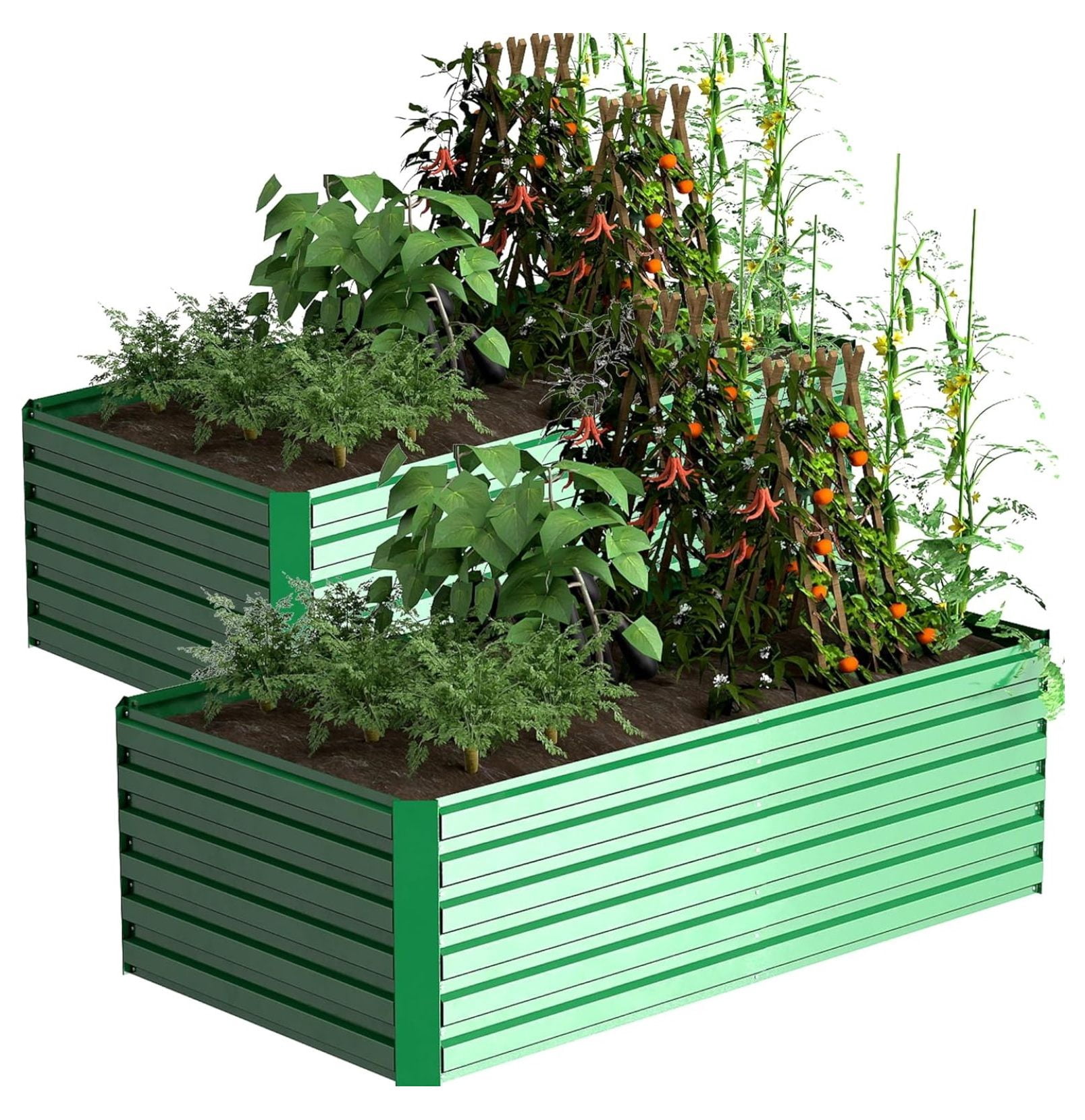 2pcs 6x3x2ft Galvanized Raised Garden Bed, Deep Root Planter Box ...