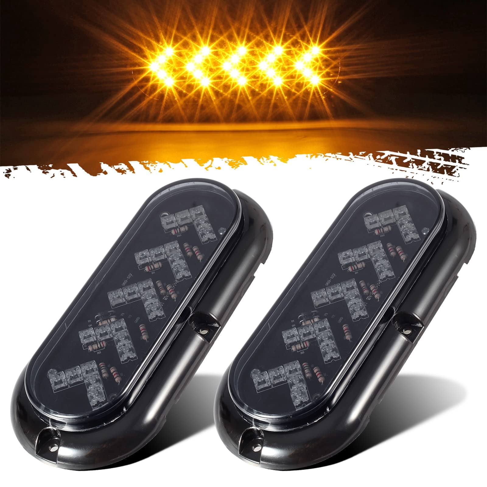2pcs 7.5" Oval Arrow Style Turn Signal Light Truck Trailer 25 LED ...