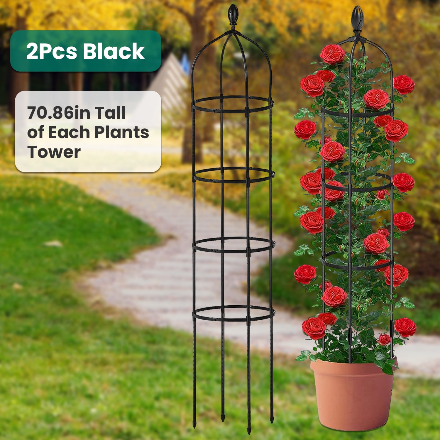 2pcs 71in Tall Rustproof Plant Trelli Climbing Plant Support Garden ...