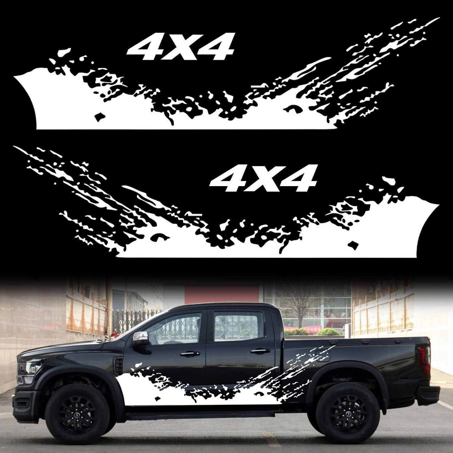 2pcs 74.8'' Universal Racing Stripes Car Decals 4x4 Waves Graphics ...