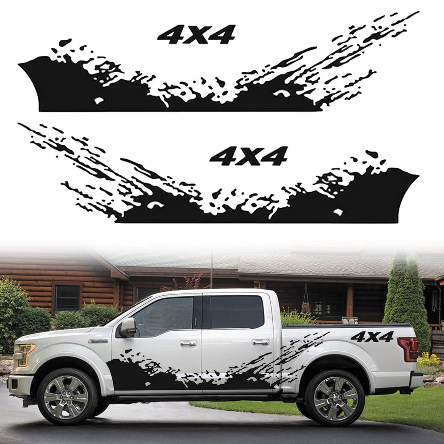 2pcs 74.8'' Universal Racing Stripes Car Decals 4x4 Waves Graphics ...