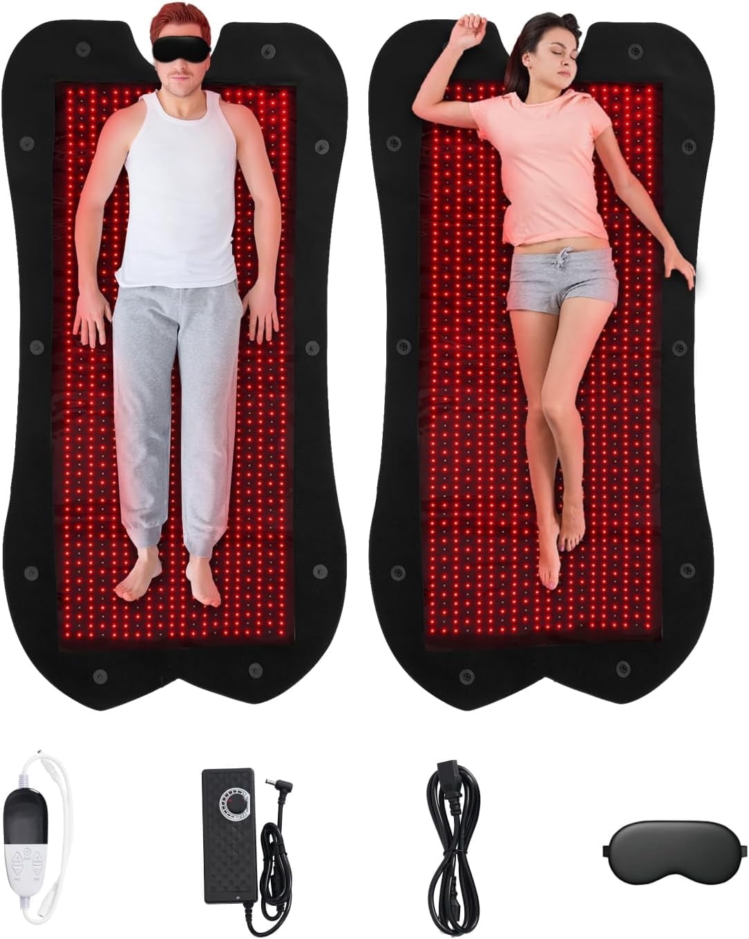 2pcs(75 * 39in) Red Light Therapy mat for Full Body Pain Relief, Red ...