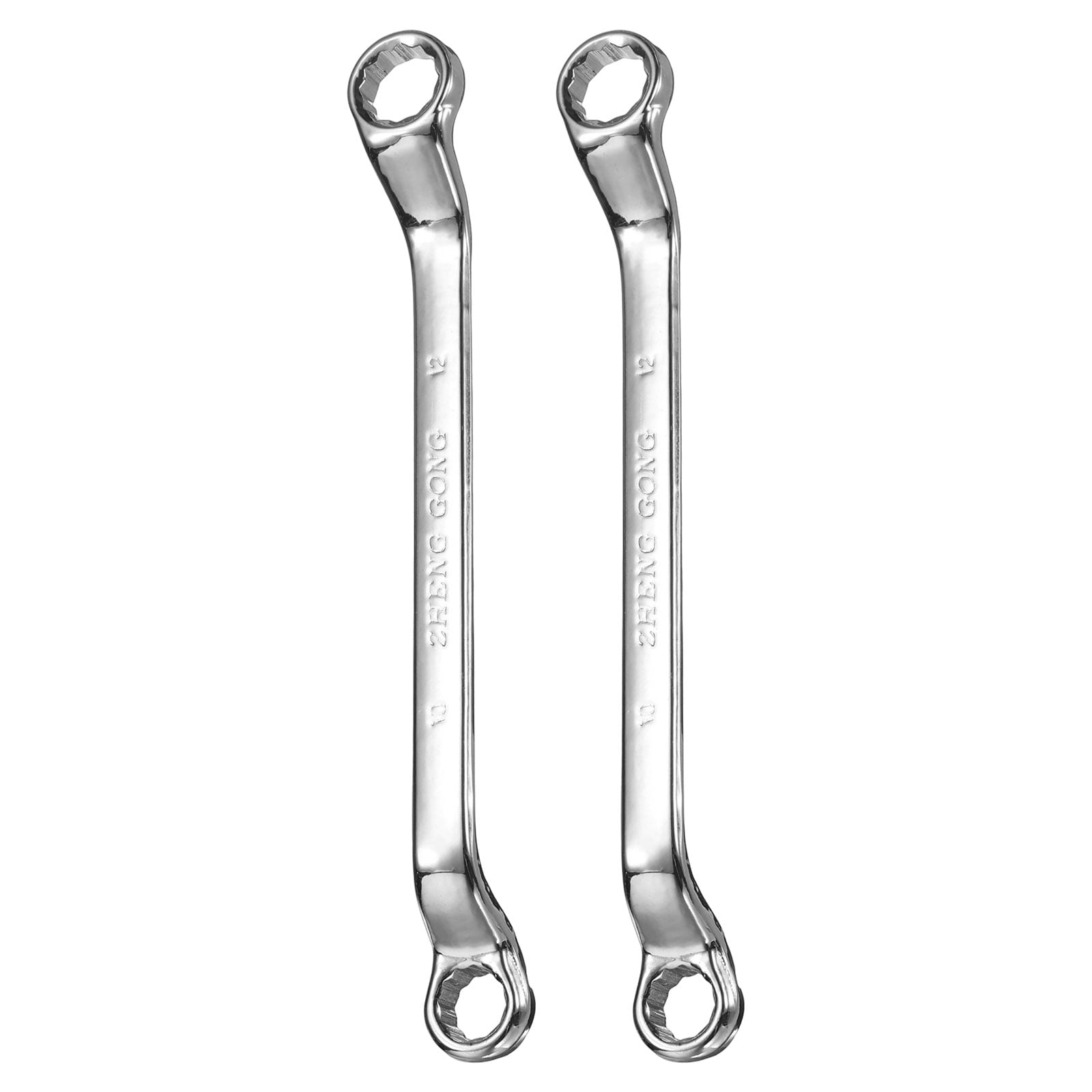 2pcs 75 Degree Offset Box End Wrench 10mm x 12mm Metric 12 Point Mirror ...