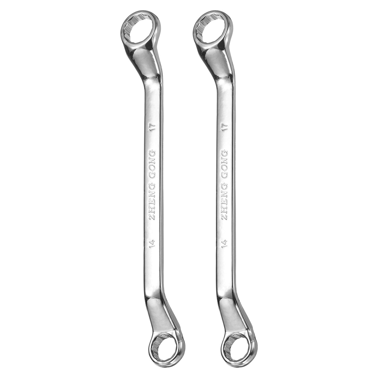 2pcs 75 Degree Offset Box End Wrench 14mm x 17mm Metric 12 Point Mirror ...