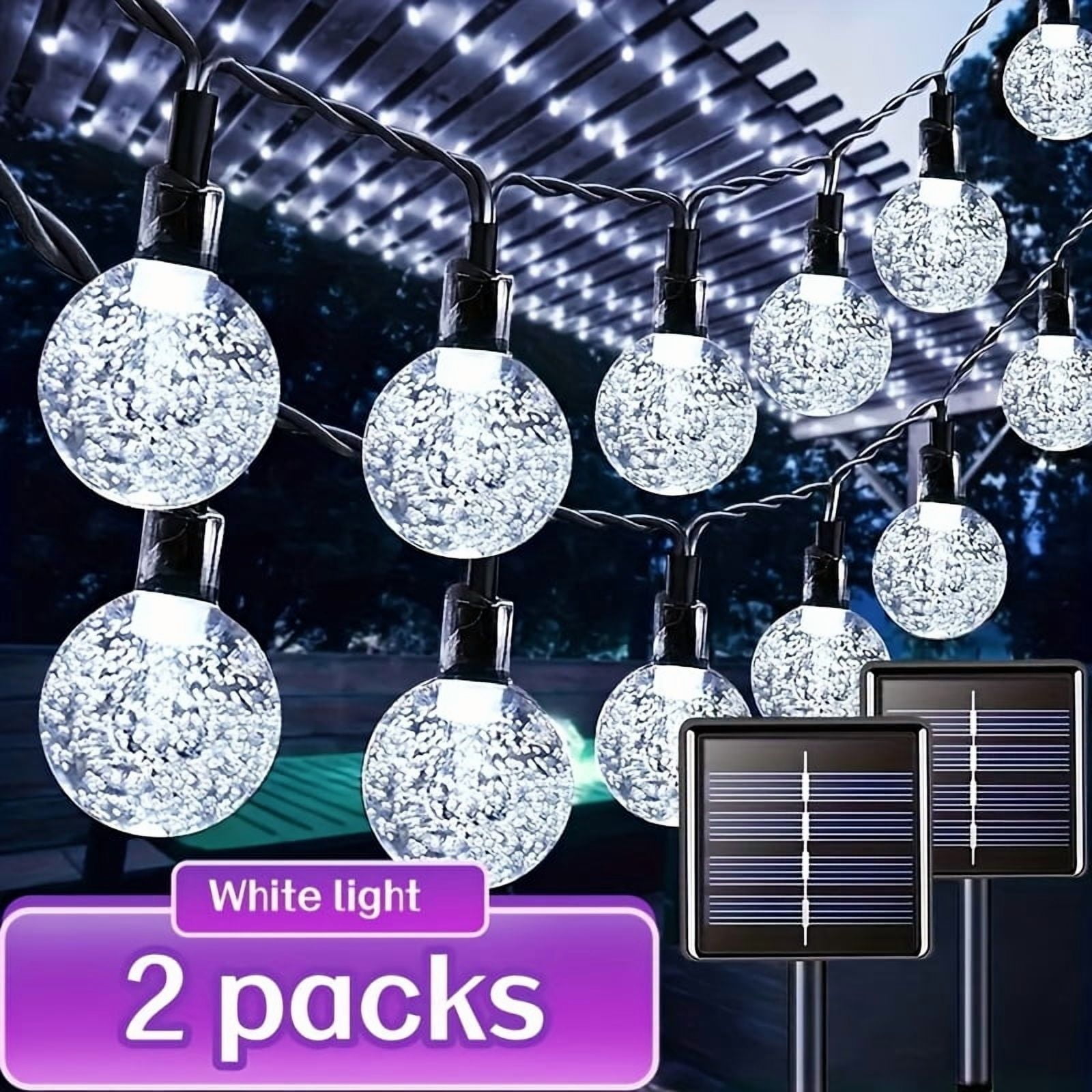 2pcs 78ft Solar Crystal Ball String Lights, 200 LED 8 Modes, IP44 ...