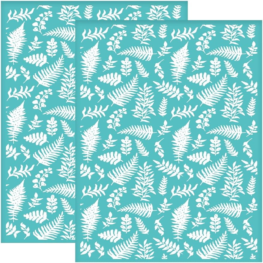 2pcs 8.6x11 Inch Self-Adhesive Silk Screen Printing Stencils Fern ...