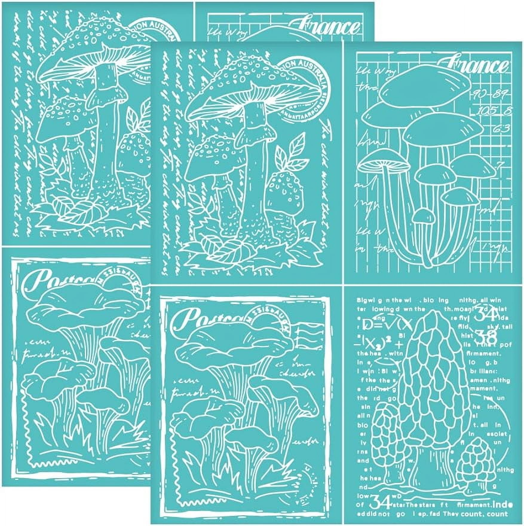 2pcs 8.6x11 Inch Self-Adhesive Silk Screen Printing Stencils Mushroom ...