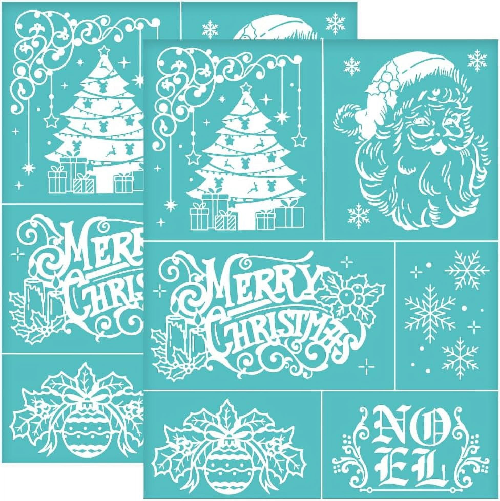 2pcs 8.6x11 inch Christmas Silk Screen Printing Stencils Santa Claus ...