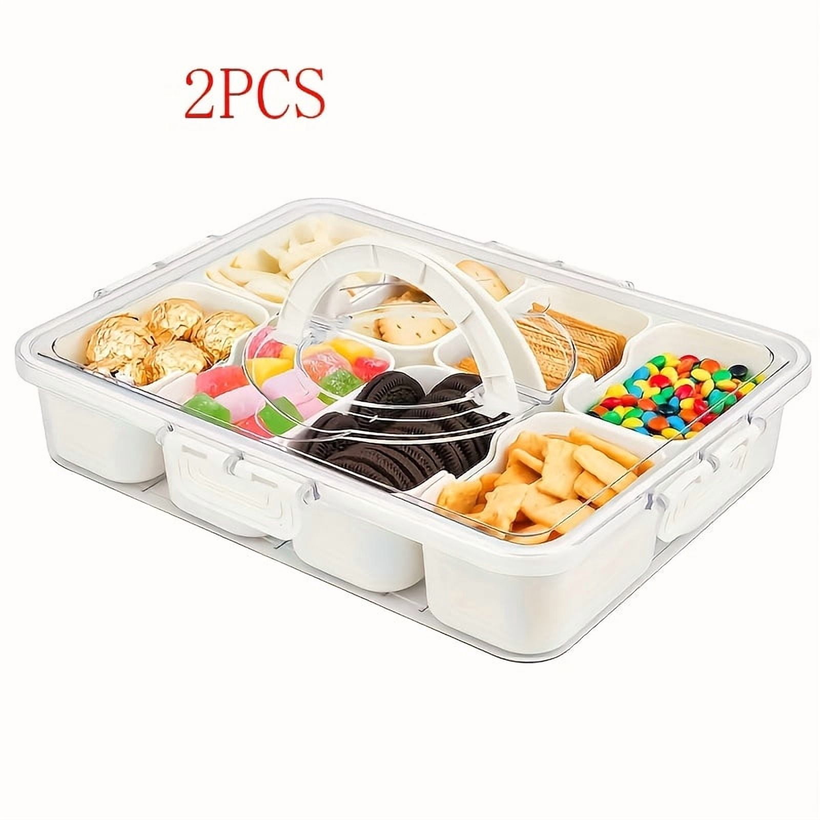 2pcs 8-Compartment Trays with Leak-Proof Lids & Handles Detachable ...